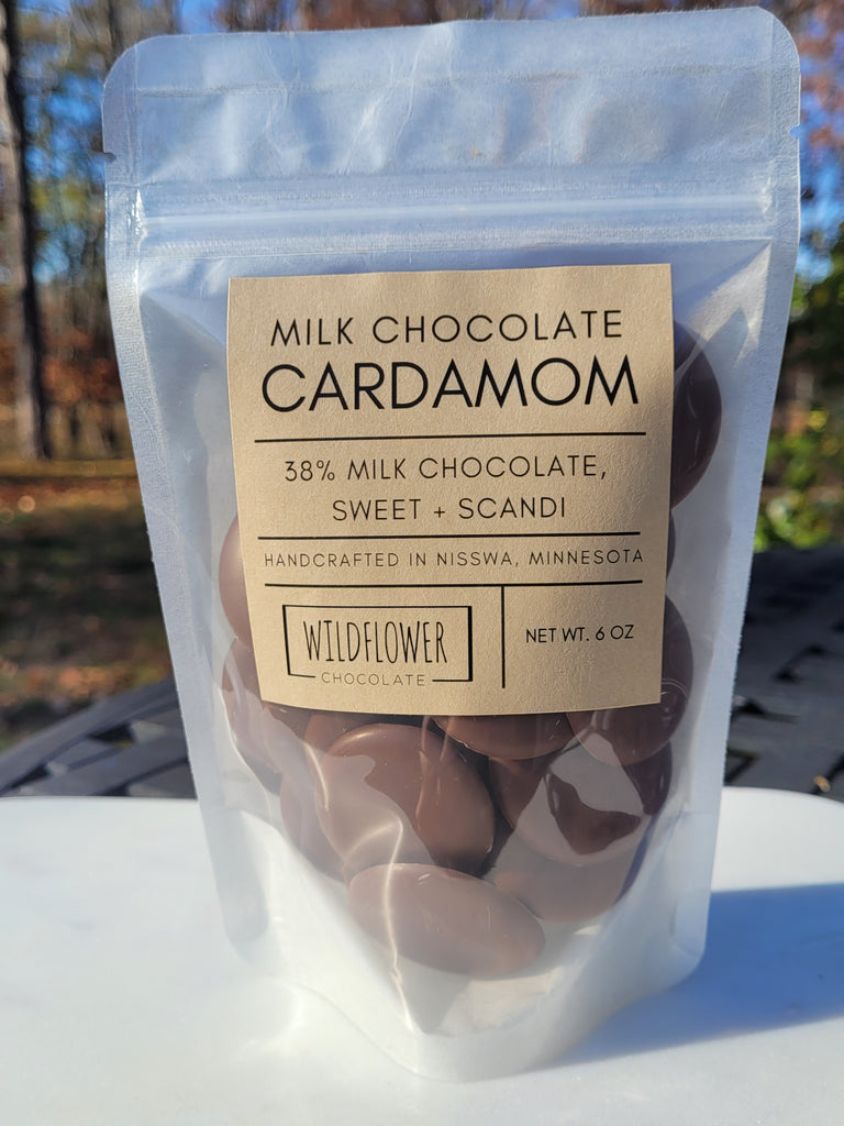 38% Milk Chocolate Cardamom Bar - 4 or 6 ounce – Wildflower Chocolate